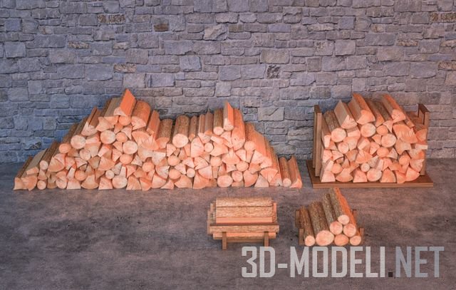 3D модель – Сосновые дрова с подставками
