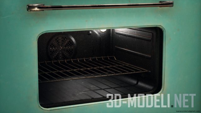 3D модель – Ретро-плита с кастрюлей и курицей