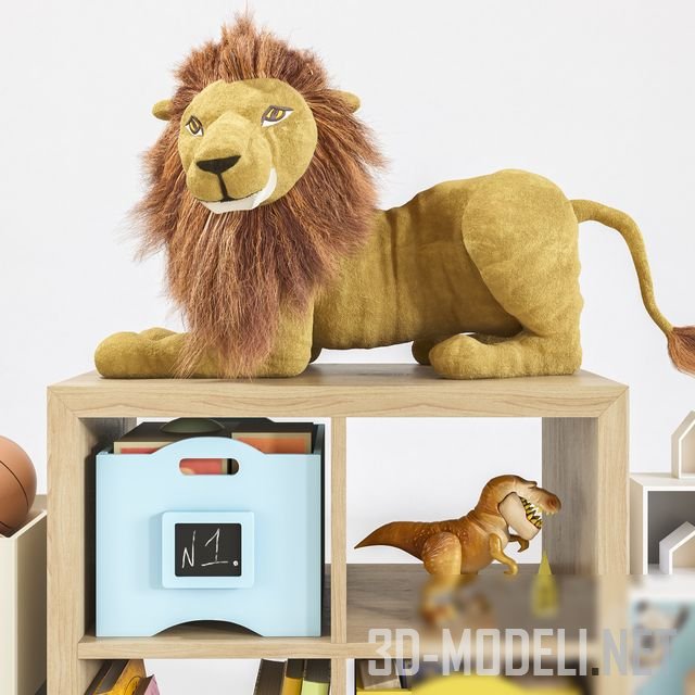 3D модель – Стеллаж Kallax IKEA с игрушками