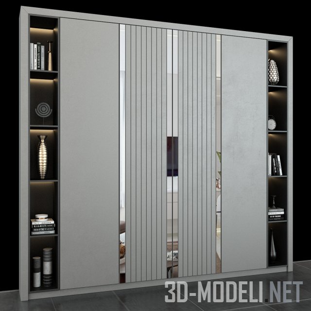 3d модель Шкаф с зеркальным декором