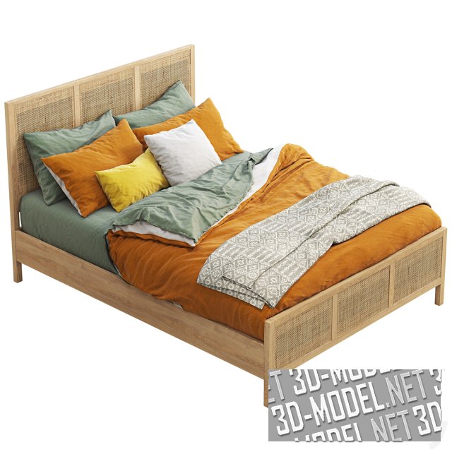3D модель – Кровать Joybird Florence с плетеным изголовьем