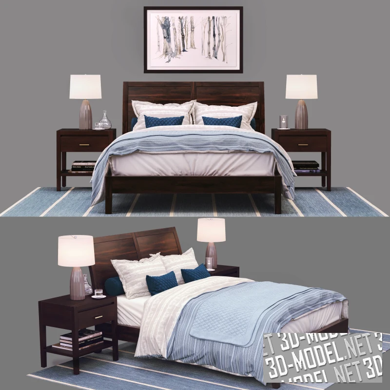 3D модель – Кровать Dawson Clove от Crate&Barrel