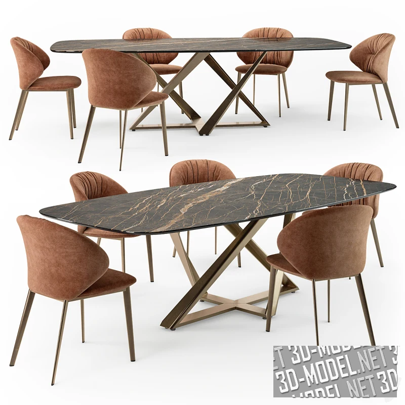 3D модель – Стол Bontempi Millennium, стул Drop